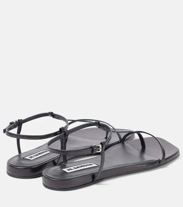 JIL SANDER Leather Thong Sandals - Black