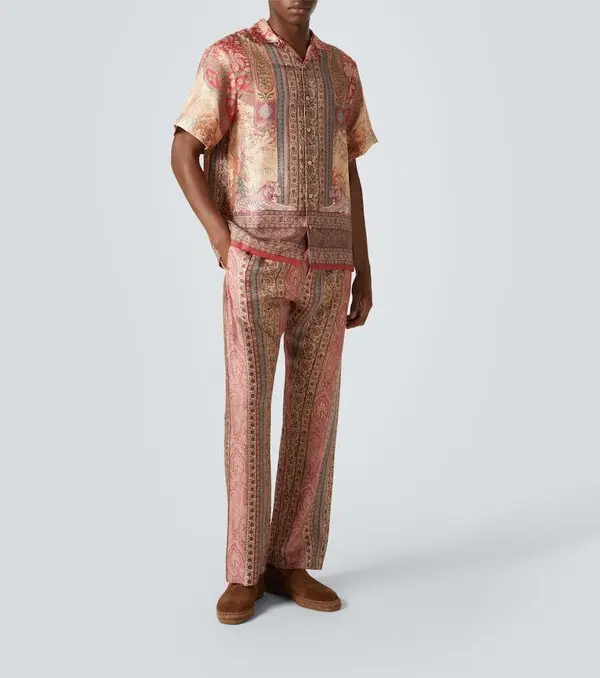 Etro Paisley Printed Straight Leg Pants - Red