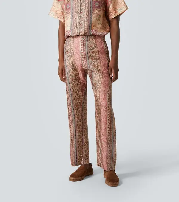 Etro Paisley Printed Straight Leg Pants - Red