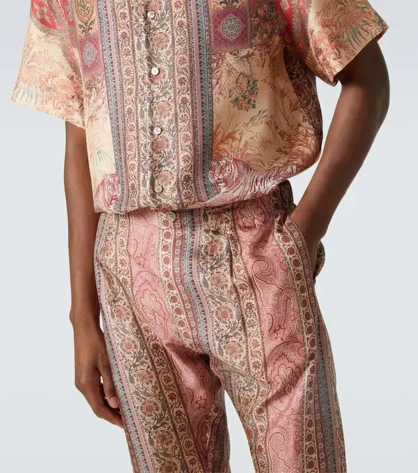 Etro Paisley Printed Straight Leg Pants - Red