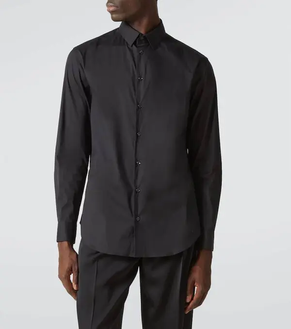 Giorgio Armani Cotton-blend Poplin Shirt - Black