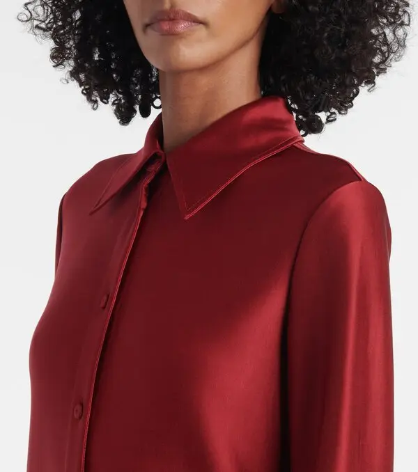 Buy JIL SANDER Satin Shirt Dress - Burgundy At 30% Off | Editorialist