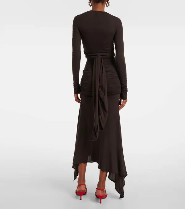 Buy Attico Sheer Embroidered Tulle Midi Dress - Brown At 40% Off |  Editorialist