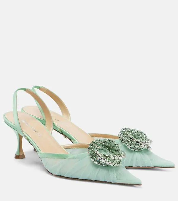 Mach & Mach Galaxy 65 Embellished Slingback Pumps - Green