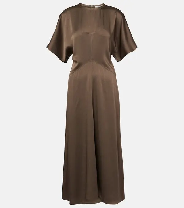 Isabel Marant Étoile Keany Satin Midi Dress - Brown