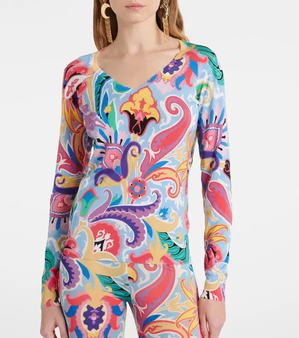 Etro Paisley Silk-blend Sweater - Blue
