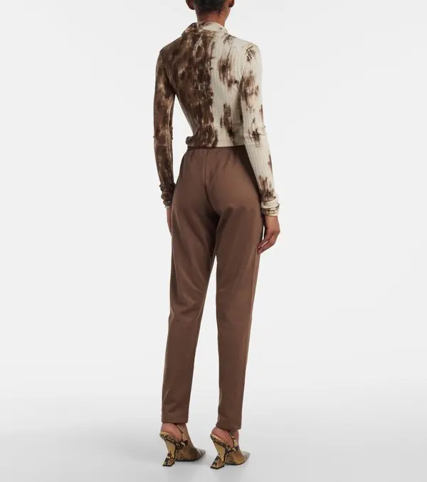 Attico Logo Cotton-blend Jersey Sweatpants - Brown