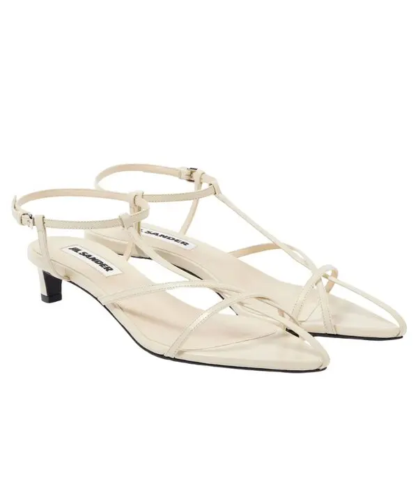 JIL SANDER 35 Leather Sandals - White