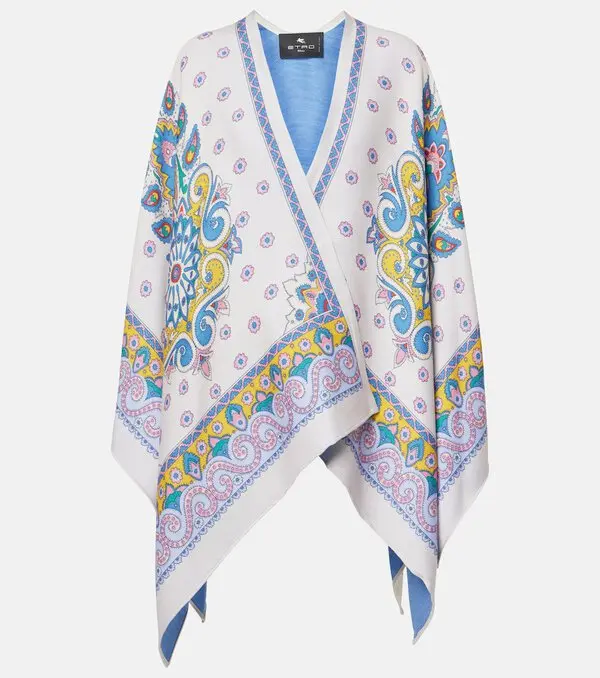 Etro Paisley Wool-blend Cape - Multicoloured