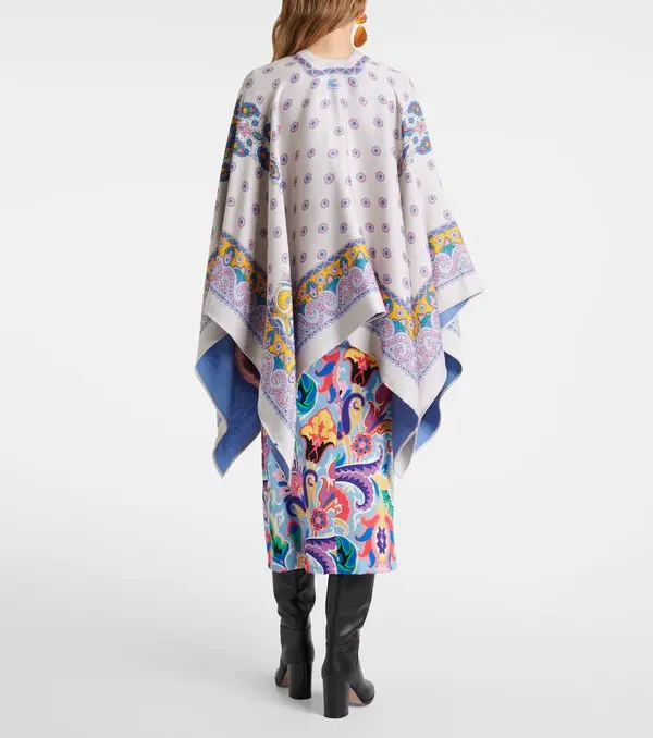 Etro Paisley Wool-blend Cape - Multicoloured