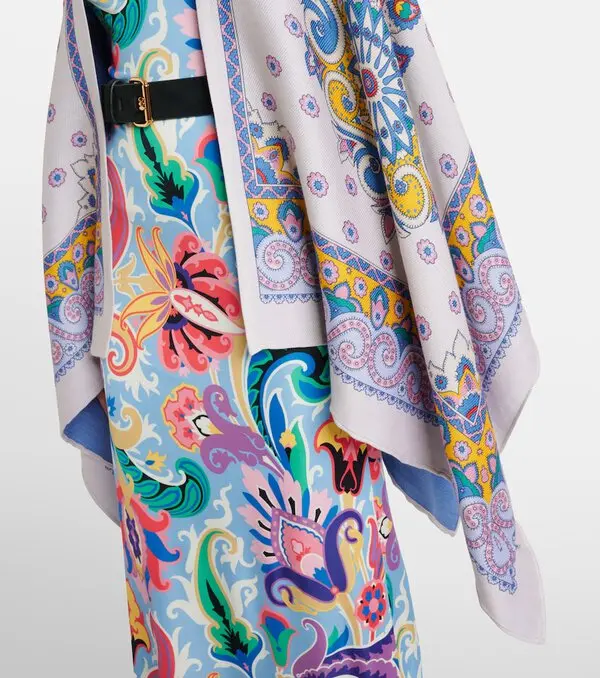Etro Paisley Wool-blend Cape - Multicoloured