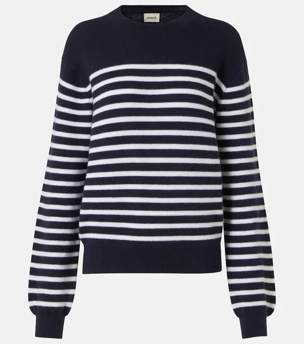Khaite Viola Striped Cashmere-blend Sweater - Blue