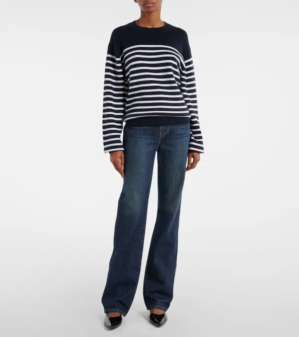 Khaite Viola Striped Cashmere-blend Sweater - Blue