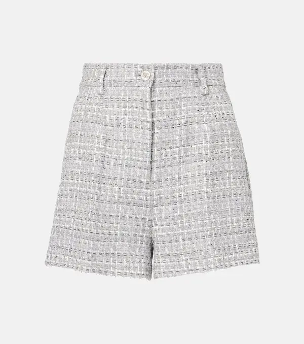 Dolce & Gabbana Quadri-check-tartan Tweed Shorts - Grey