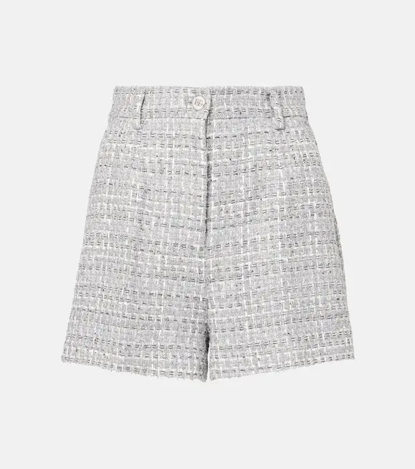 Dolce & Gabbana Quadri-check-tartan Tweed Shorts - Grey