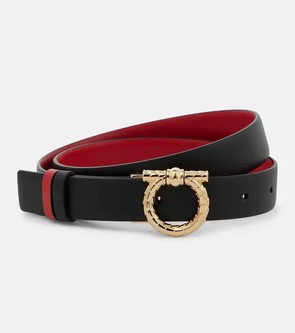 FERRAGAMO Gancini Reversible Leather Belt - Black