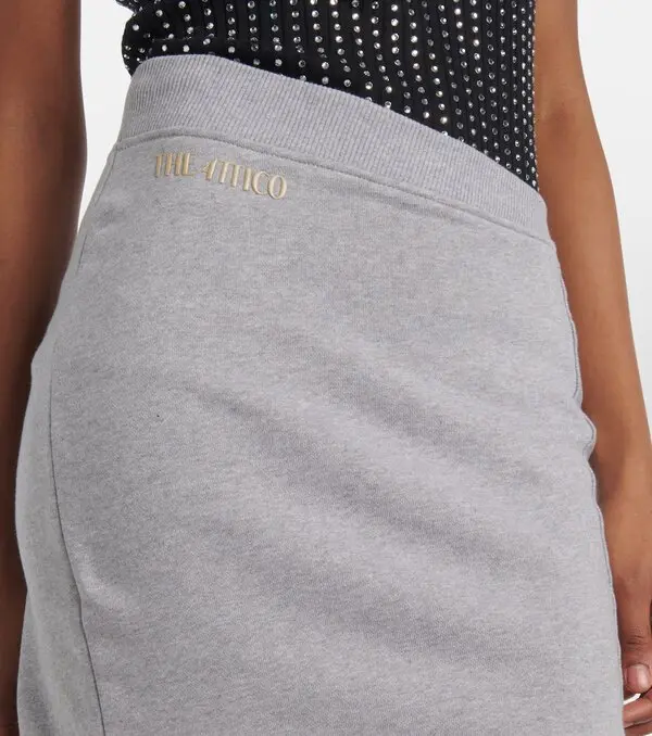 Attico Logo Asymmetric Cotton Jersey Midi Skirt - Grey