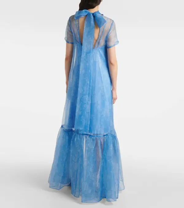 Staud Calluna Floral Organza Maxi Dress - Blue