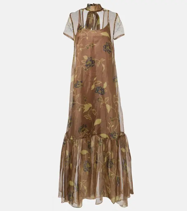 Staud Calluna Floral Organza Maxi Dress - Multicoloured