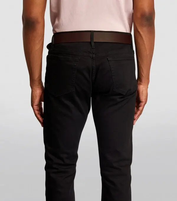 Barbour Matte Leather Belt With Gold-tone Buckle