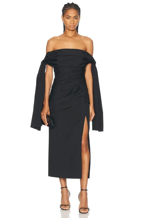 Carolina Herrera Off The Shoulder Midi Dress