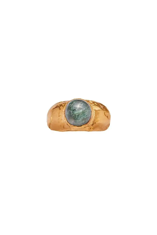 SIMUERO Fruto Ring - Yellow Gold & Green Glass