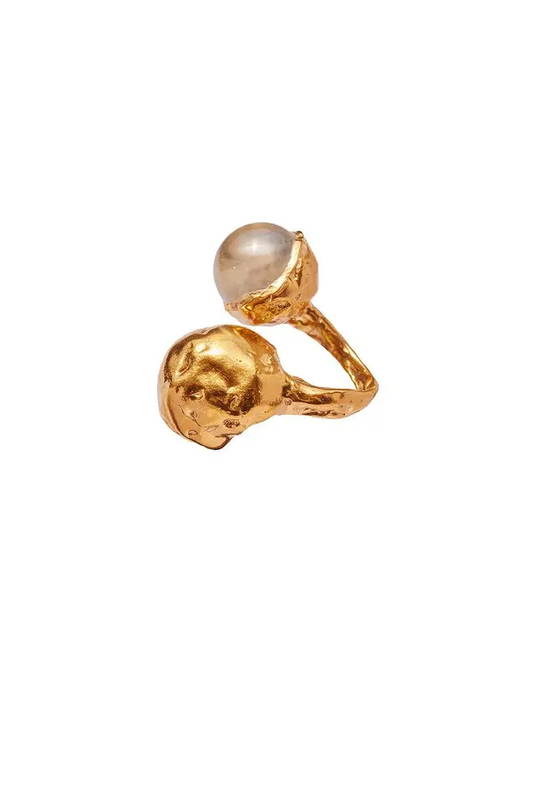 SIMUERO Guinda Ring - Yellow Gold & Clear Glass