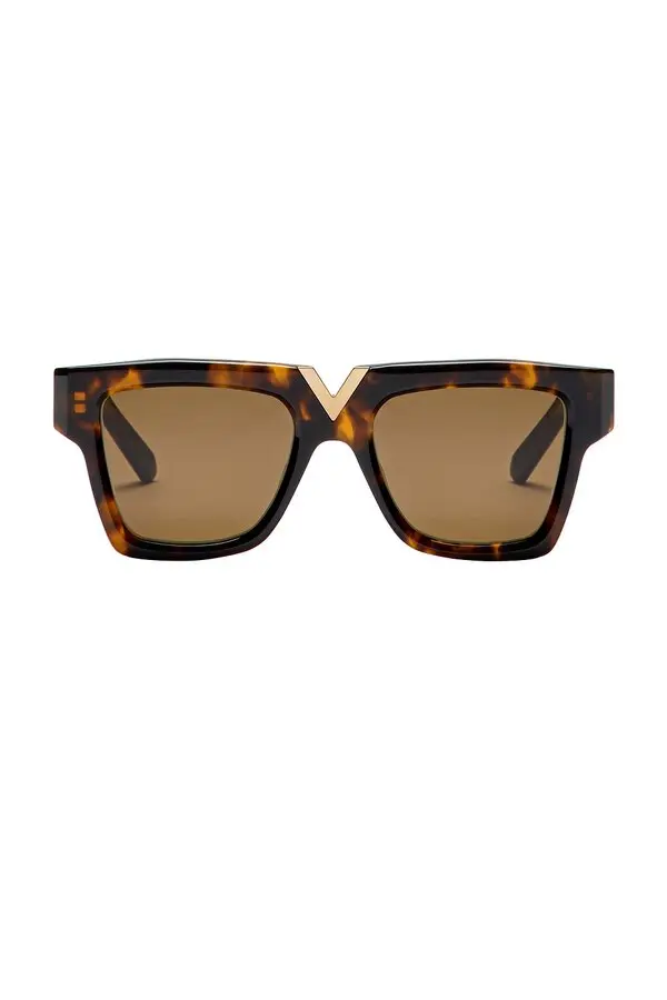 Valentino Garavani V Gold Sunglasses - Brown Tortoise
