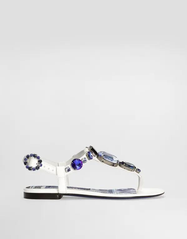 Dolce & Gabbana Patent Leather Thong Sandals - White