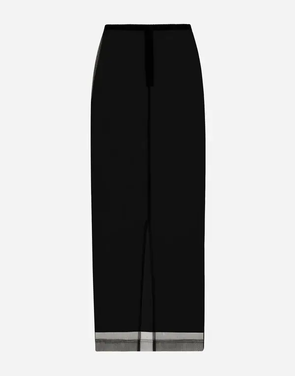 Dolce & Gabbana Stretch Tulle Pencil Skirt With Slit