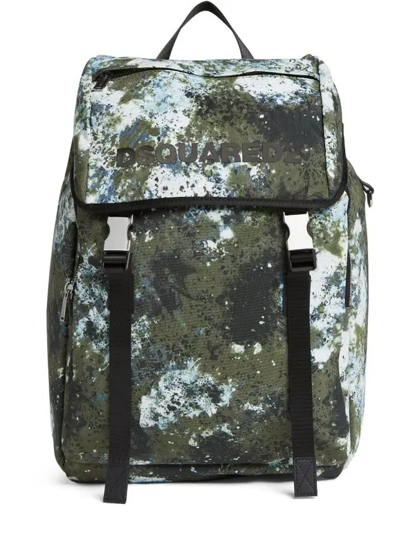 Dsquared2 Paint Splashes Logo Print Backpack - Green