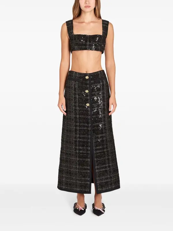 Giambattista Valli Sequinned Tartan Maxi Skirt