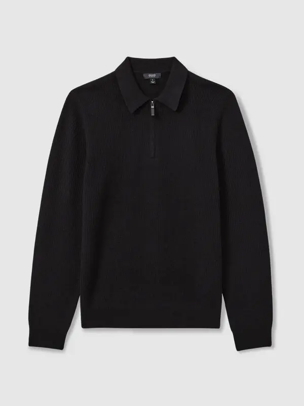 REISS Wool Half-zip Polo Shirt