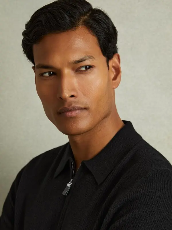 REISS Wool Half-zip Polo Shirt