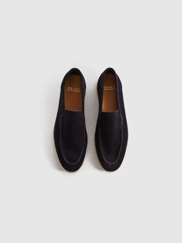 REISS Kason Suede Slip-on Loafers - Navy