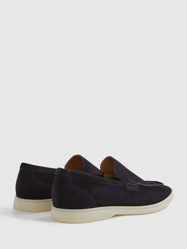 REISS Kason Suede Slip-on Loafers - Navy