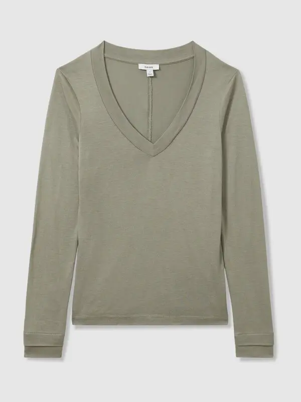 REISS Brady Jersey V-neck Top