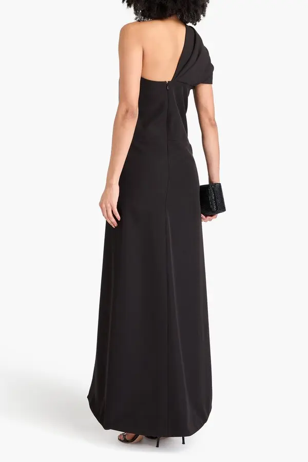 RHEA COSTA One-shoulder Crepe Gown