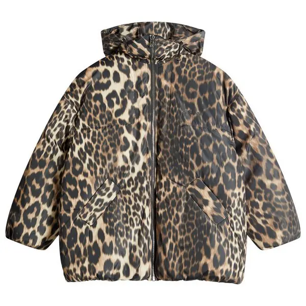 GANNI Leopard Print Puffer Jacket