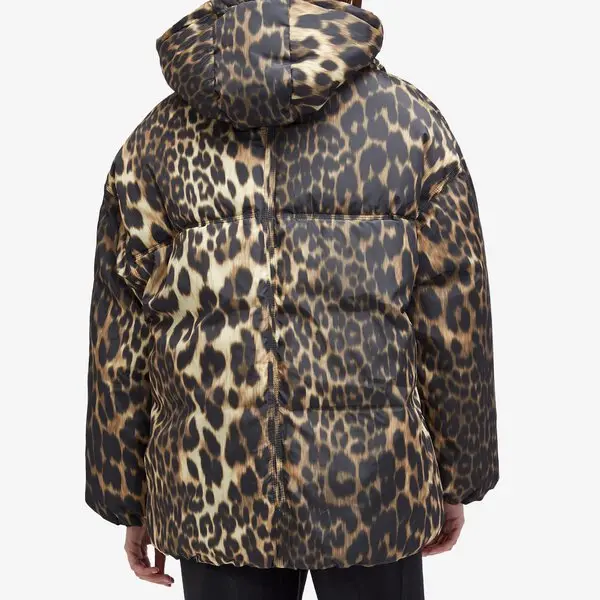GANNI Leopard Print Puffer Jacket