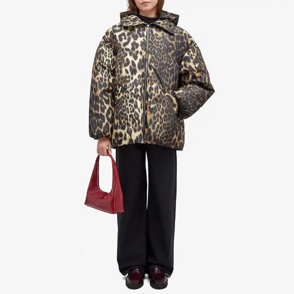 GANNI Leopard Print Puffer Jacket