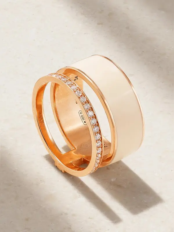REPOSSI Berbere 18-karat Lacquer And Diamond Ring - Gold