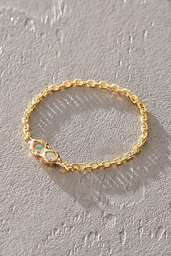 SIRCIAM Tiny Opal Chain Ring - Gold