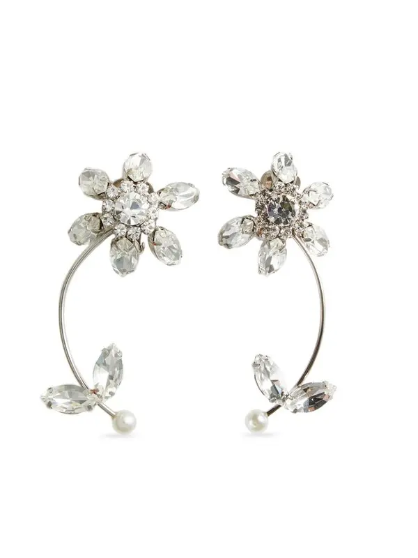 Dsquared2 Floral Crystal Earrings - Silver