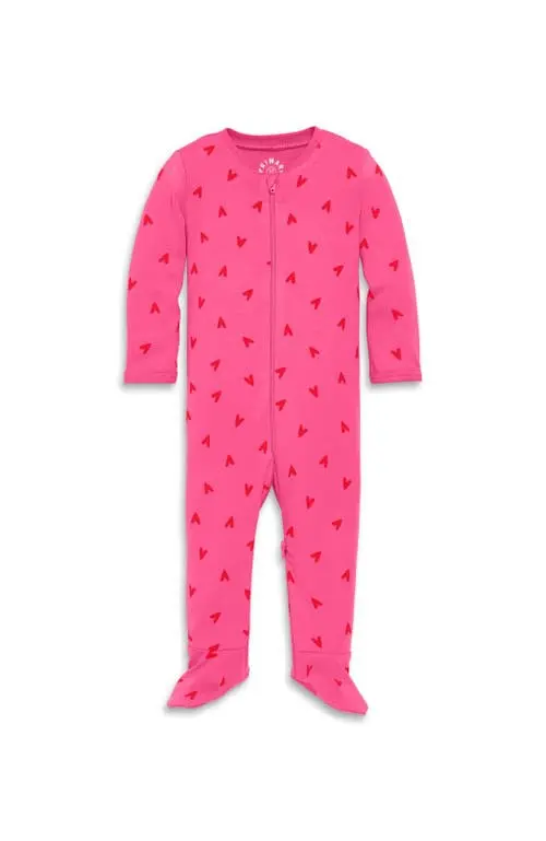 PRIMARY Baby Organic Zip Footie - Gumball Hearts