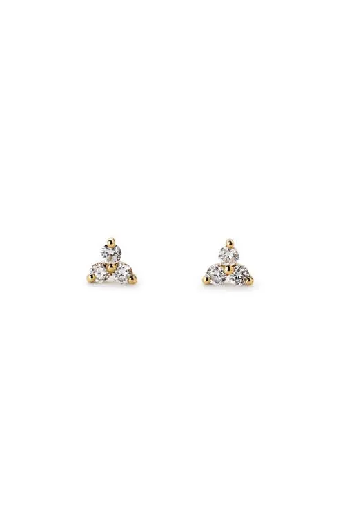 ANA LUISA Diamond Trefoil Stud Earrings - Gold