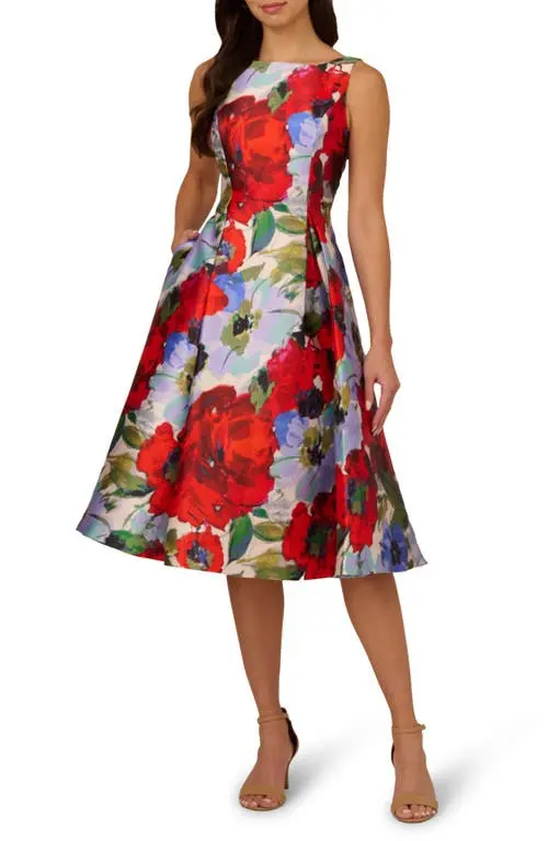 Adrianna Papell Floral Mikado Cocktail Dress