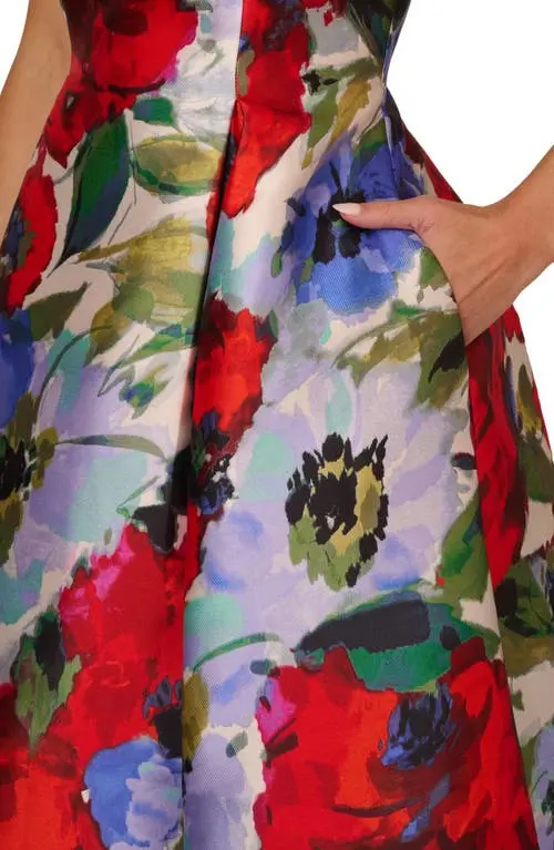 Adrianna Papell Floral Mikado Cocktail Dress