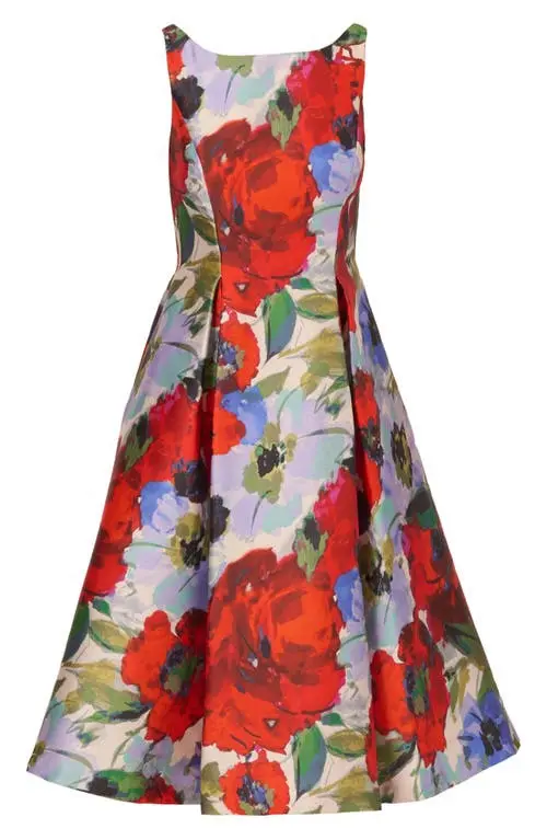 Adrianna Papell Floral Mikado Cocktail Dress