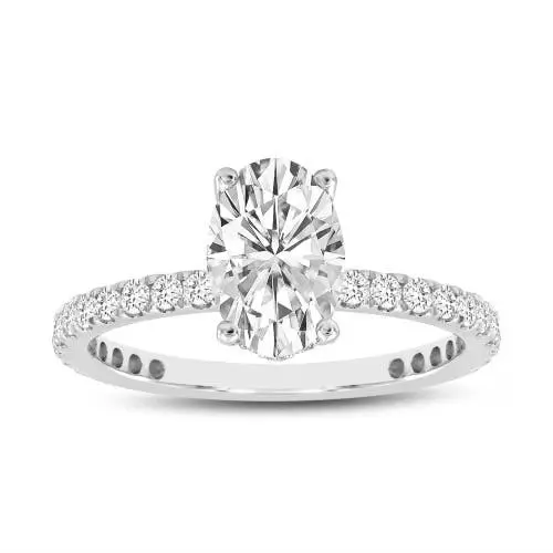 LUVMYJEWELRY Eliana Oval Lab Grown Diamond Engagement Ring - 14k White Gold